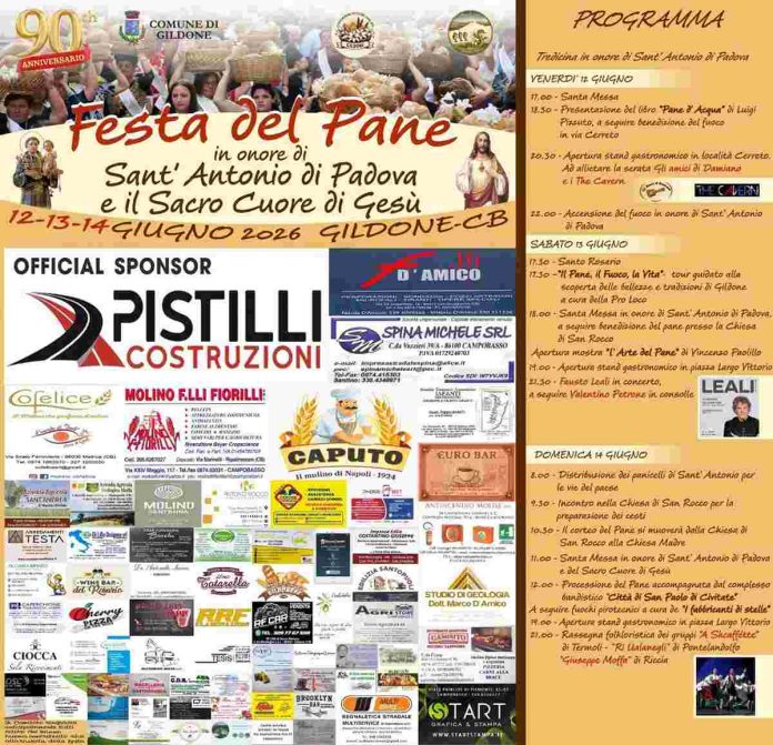 Gildone celebra la 90ª Festa del Pane: tradizione, musica e devozione